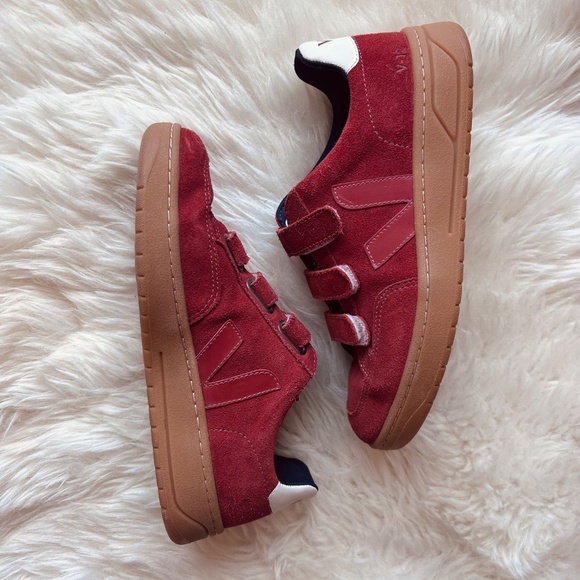 Veja | Shoes | Nwot Veja V2 Velcro Sneakers In Red Suede | Poshmark
